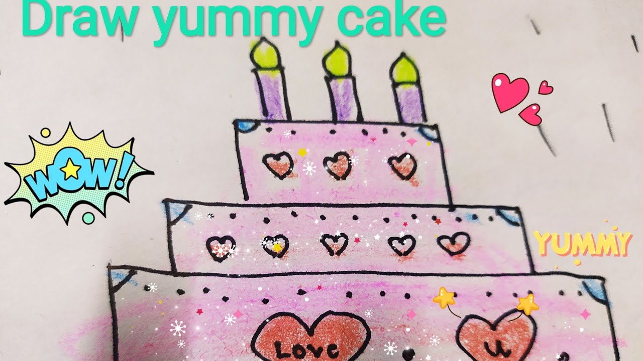 How to draw very yummy cake / super easy / In less than 2 minutes - YouTube