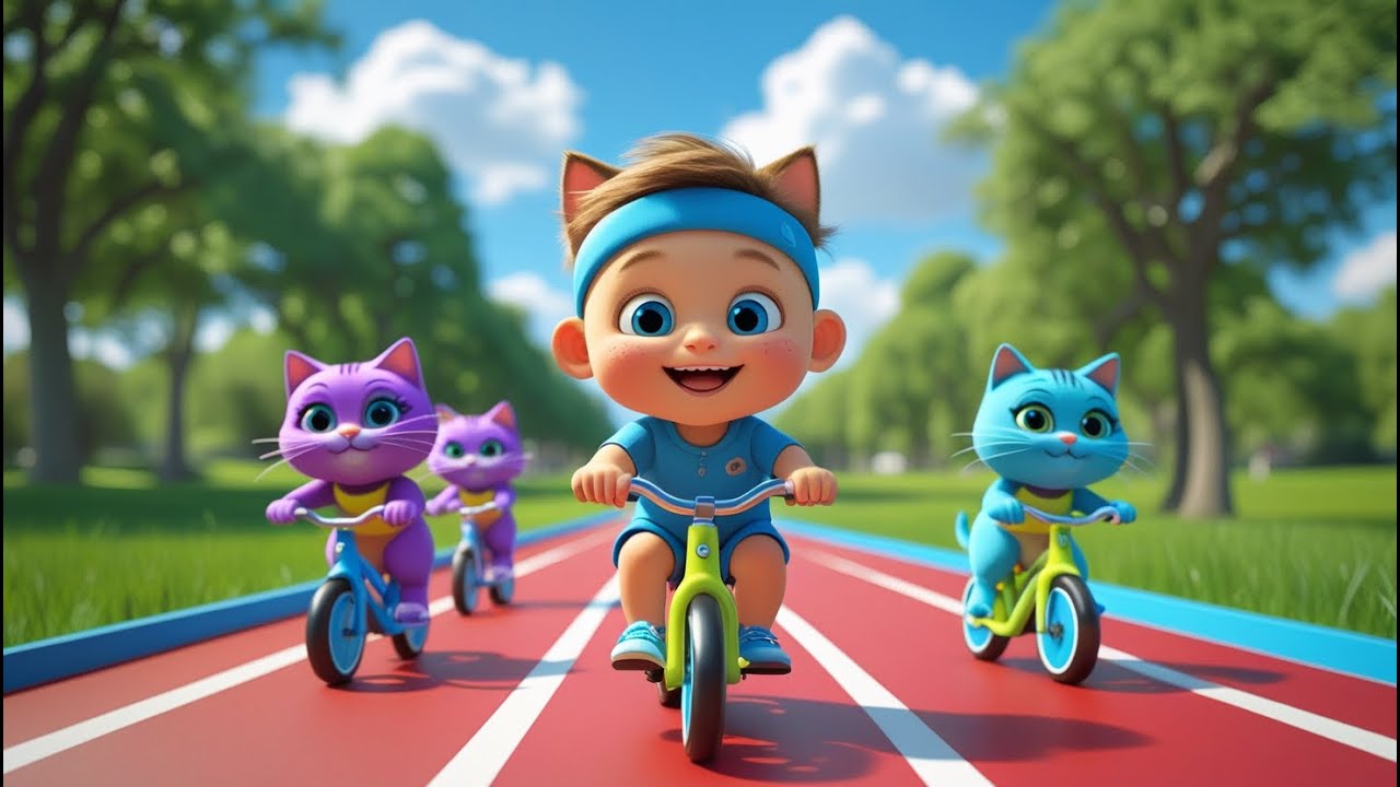 Baby Riding a Bike - Baby Exercising - Cat Riding a Bike | Children's ...