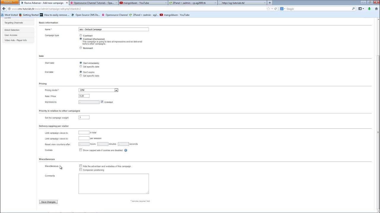 Video tutorial Revive AdServer getting started - YouTube