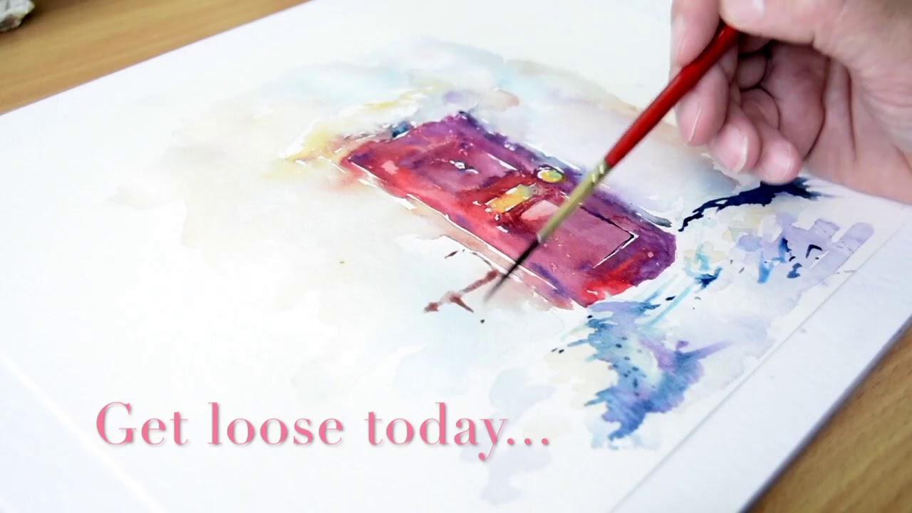 LooseWatercolours.com'Red Door in Winter' with Andrew Geeson - YouTube