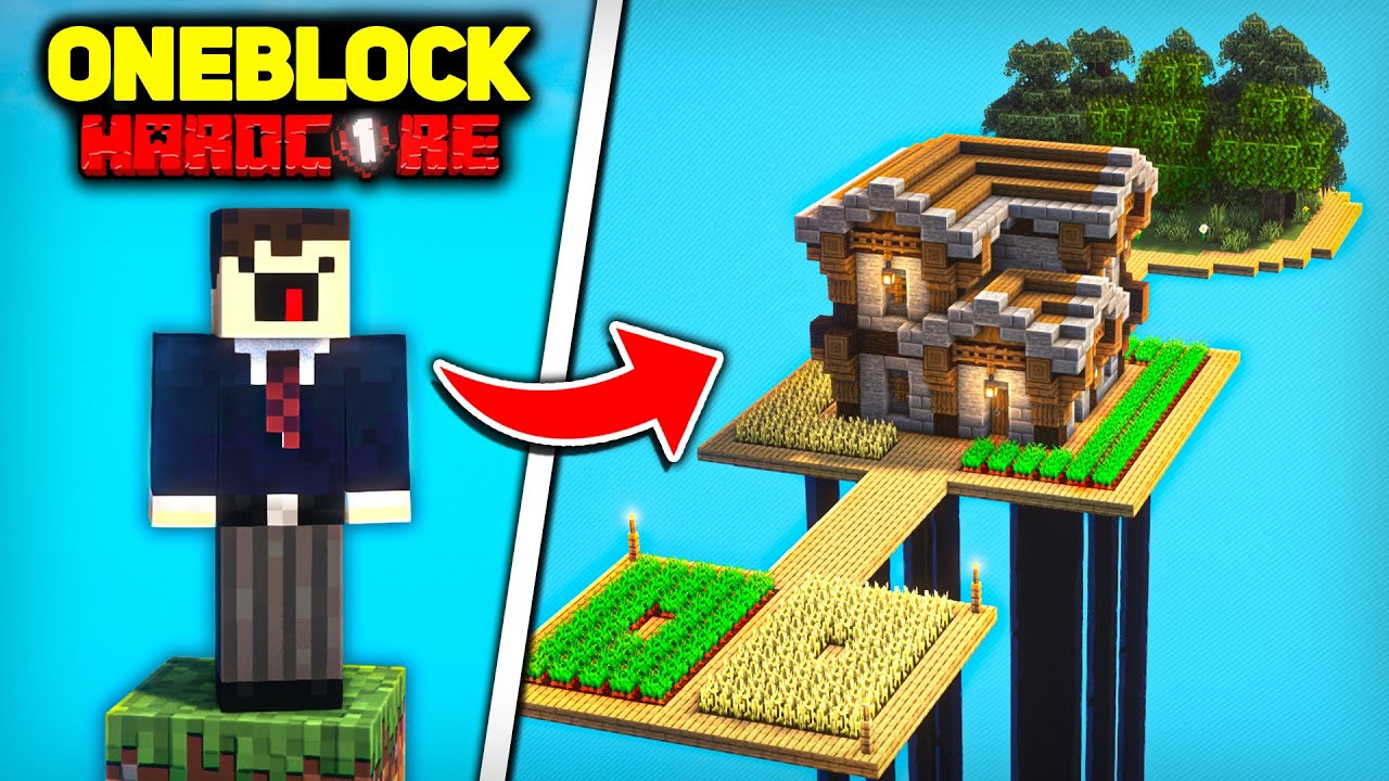 I Built the PERFECT Base in One Block Hardcore Minecraft (#1) - YouTube