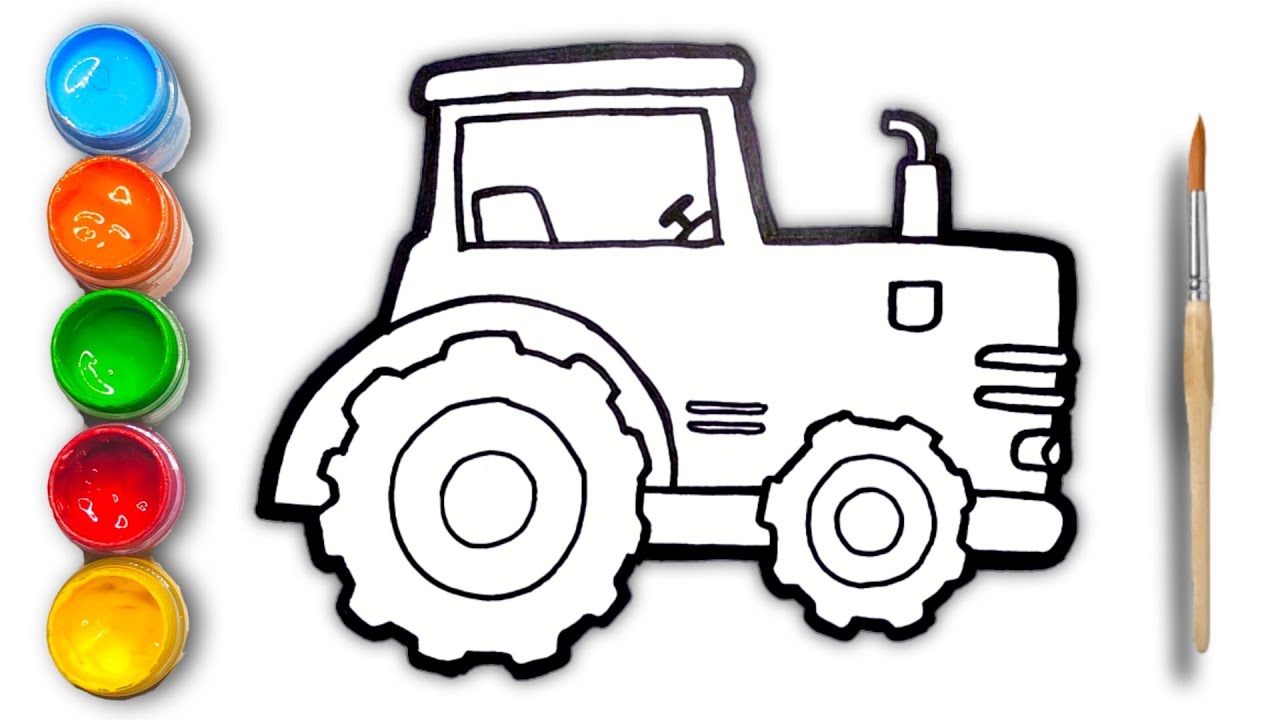 Draw, paint and color a tractor for kids & toddlers | learn to draw ...