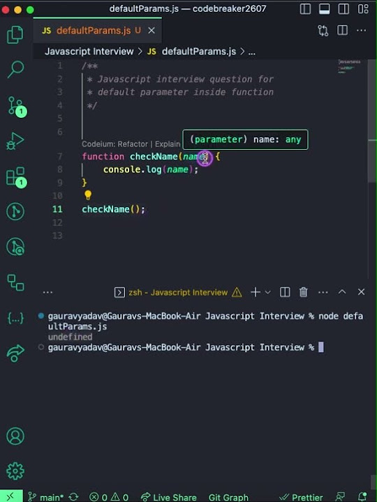 Javascript interview question for default params inside method #shorts #javascript - YouTube