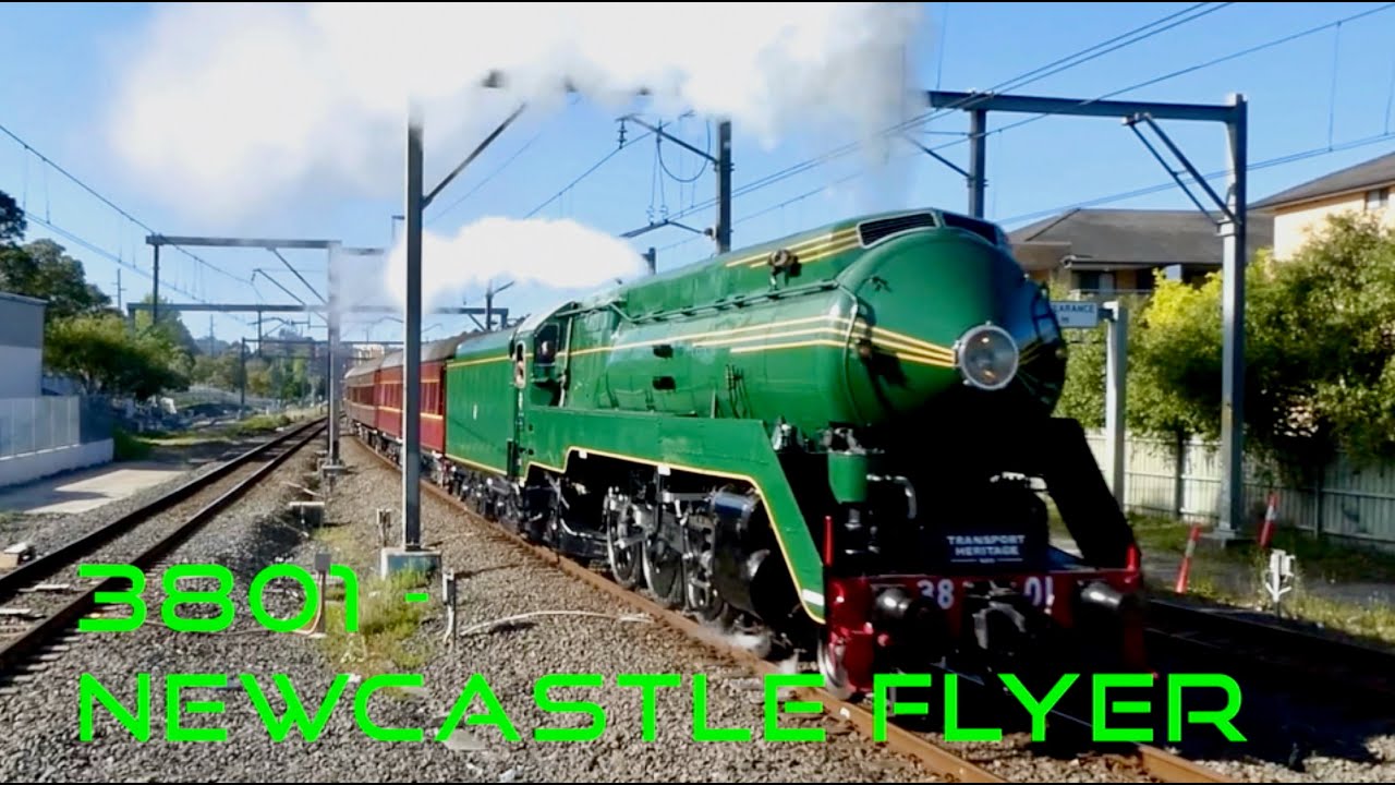 Australian Trains: Steam Loco 3801 with the Newcastle Flyer - YouTube