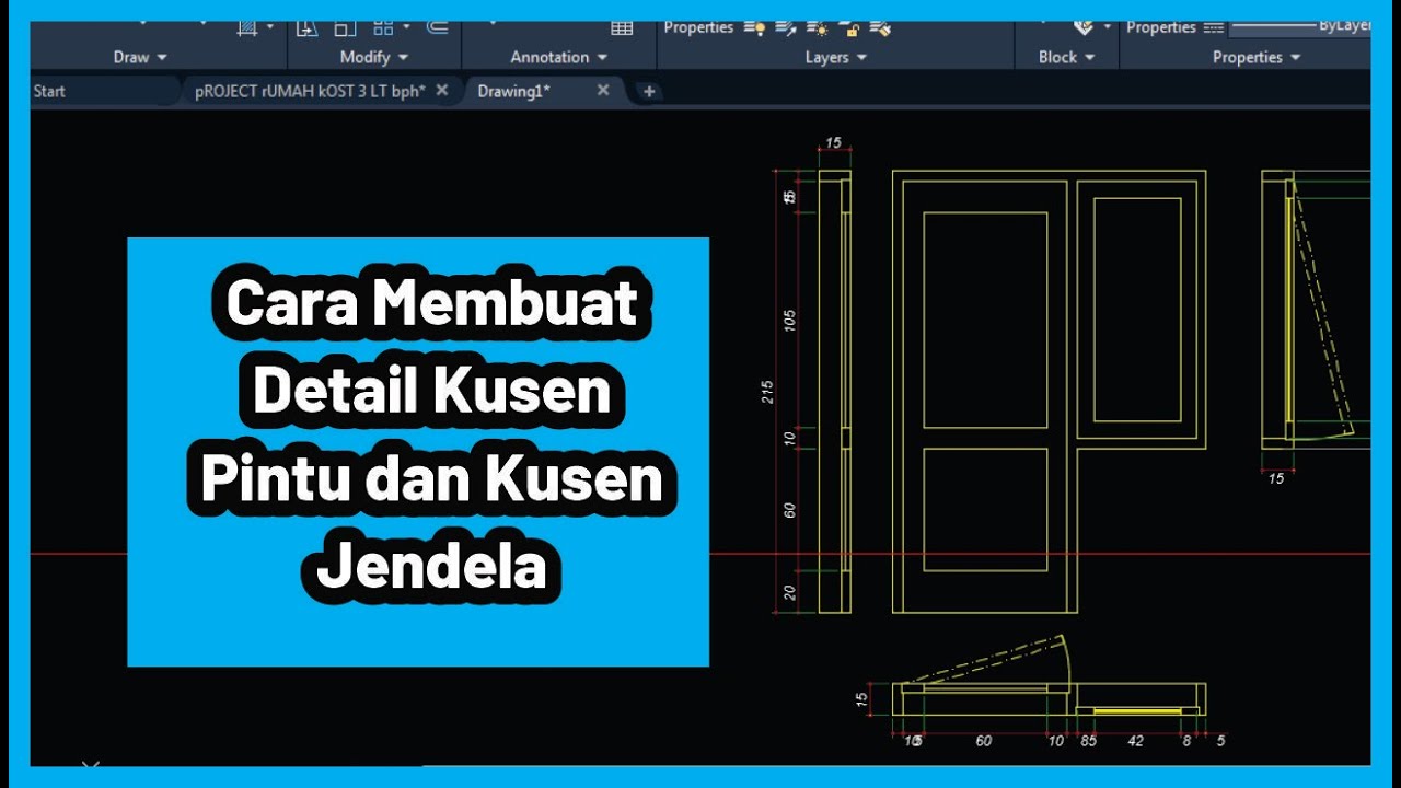 Tutorial Autocad Cara Membuat Detail KusenPintu dan Detail Kusen ...