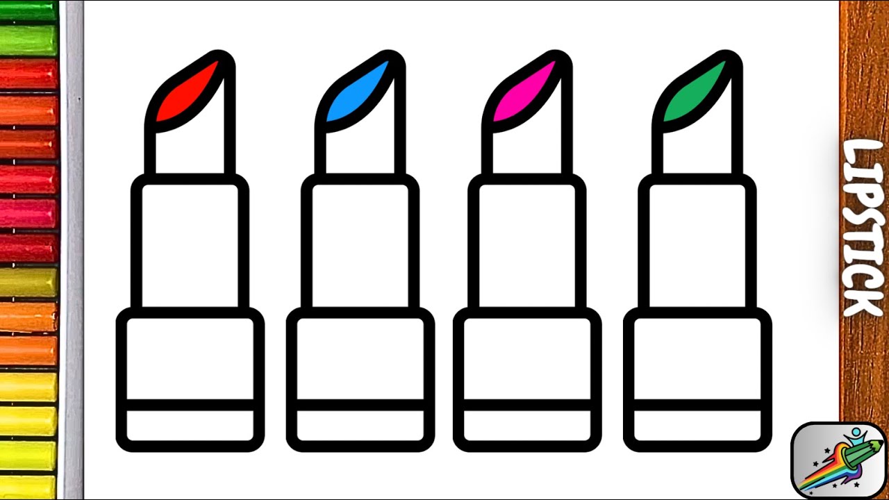 How To Draw Lipstick For Kids | Makeup Drawing Easy | Lipstick Drawing ...