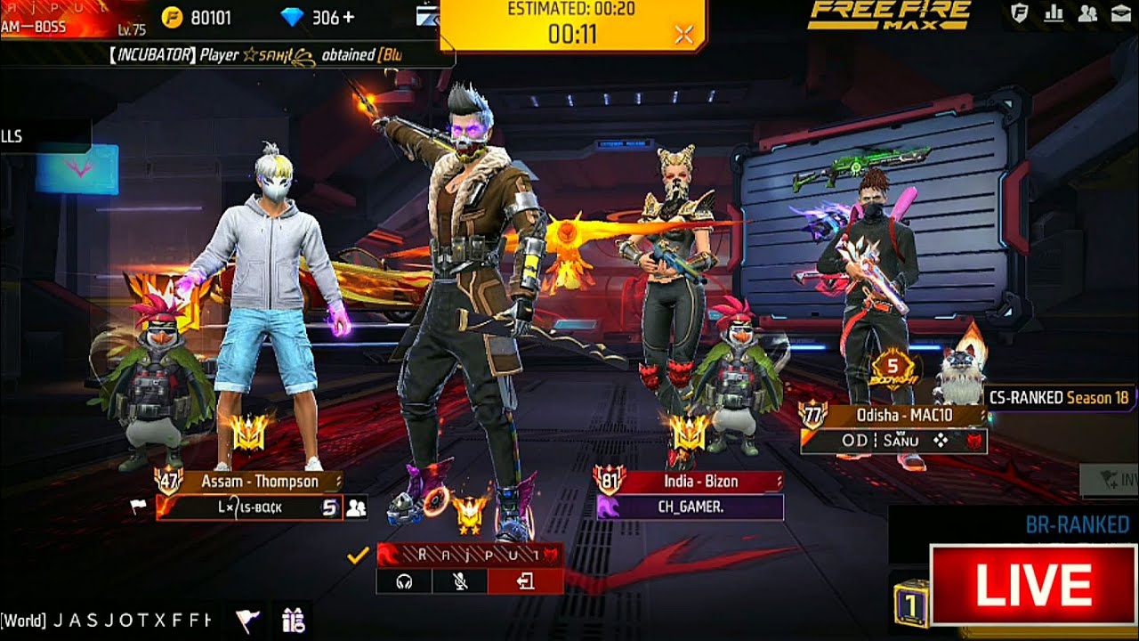 Free Fire Max 🇮🇳 Today Cs Rank Push ll FF Cs Rank Game Play - total ...