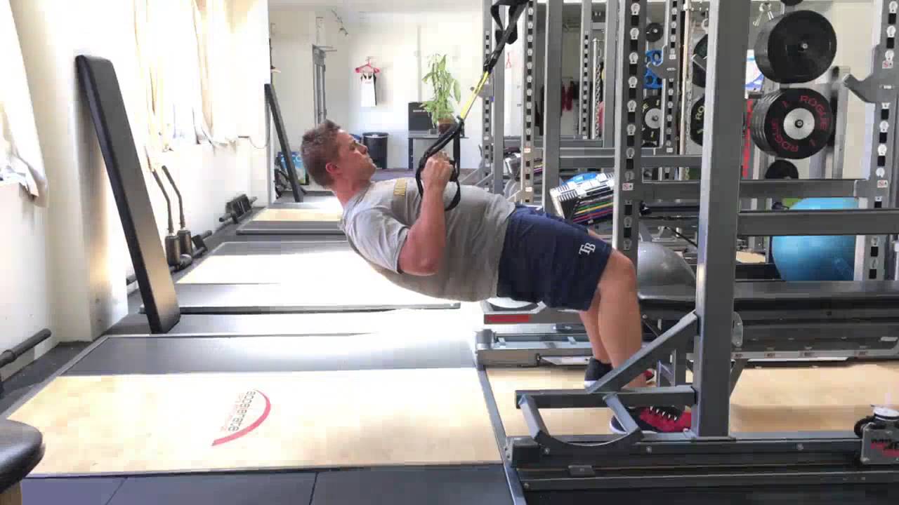 TRX Inverted Rows to Isometric Hold - Knees Bent - YouTube