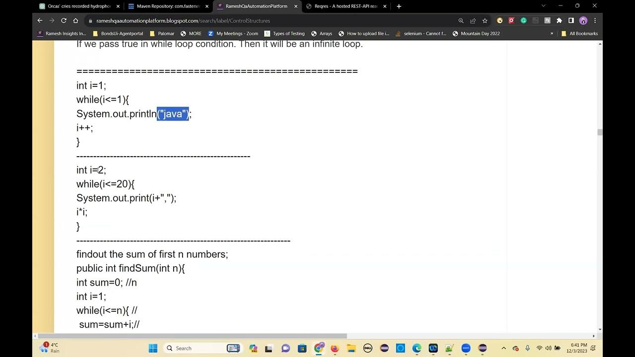CoreJava While Demo Dec 3 2023 - YouTube
