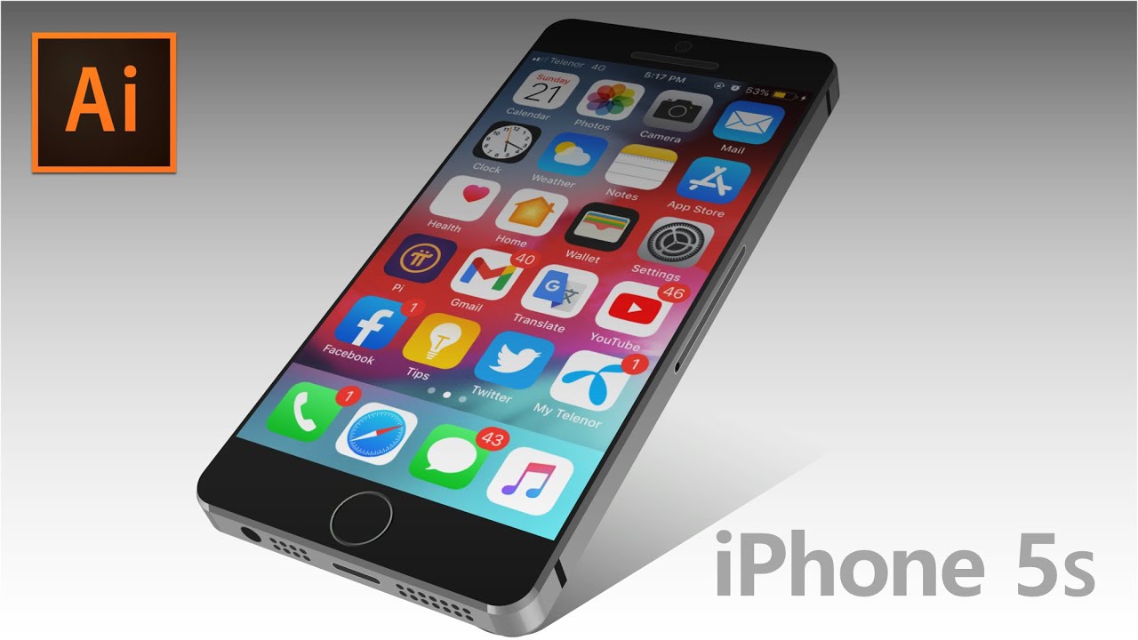 How to Make iPhone in Illustrator | Iphone 3D Design | IPhone 5s - YouTube
