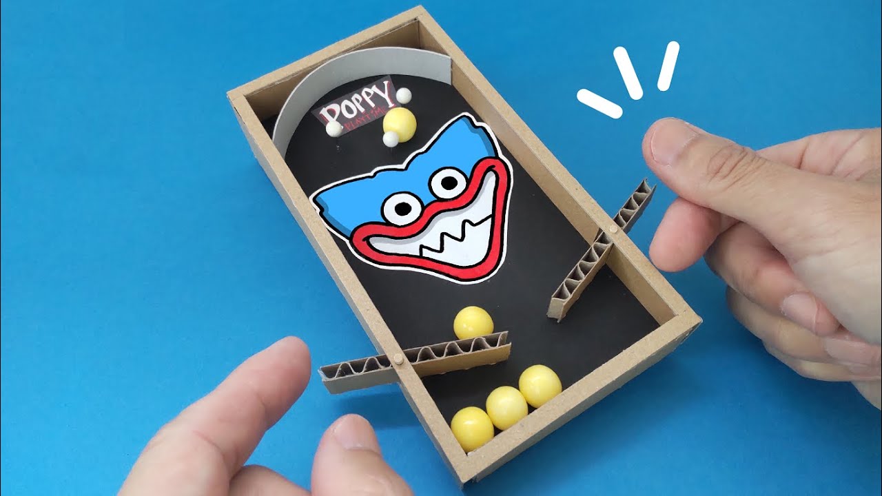 FUNNY😊DIY Cardboard Mini Pinball Table Game with Huggy Wuggy！Homemade ...