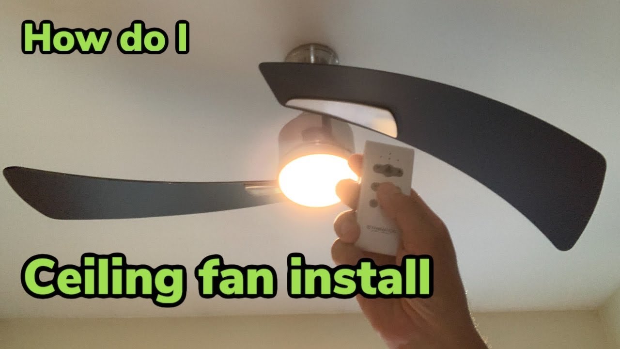 Ceiling fan installation with remote & light kit - YouTube