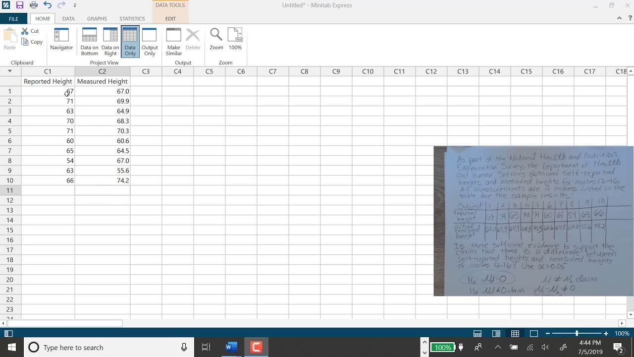Minitab Express: Paired T-Test - YouTube