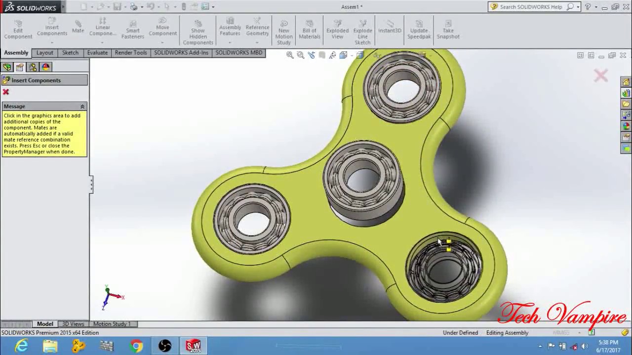 Solidworks Tutorial 2 Fidget Spinner Youtube