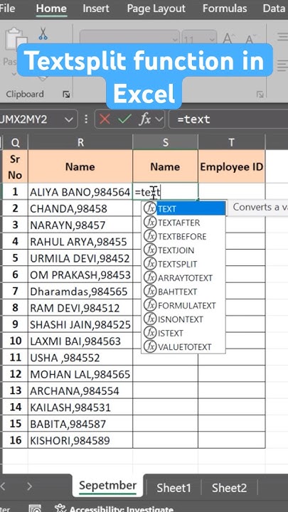 Text Split Function in excel #exceltips #exceltricks #letslearnexcel #textsplit - YouTube