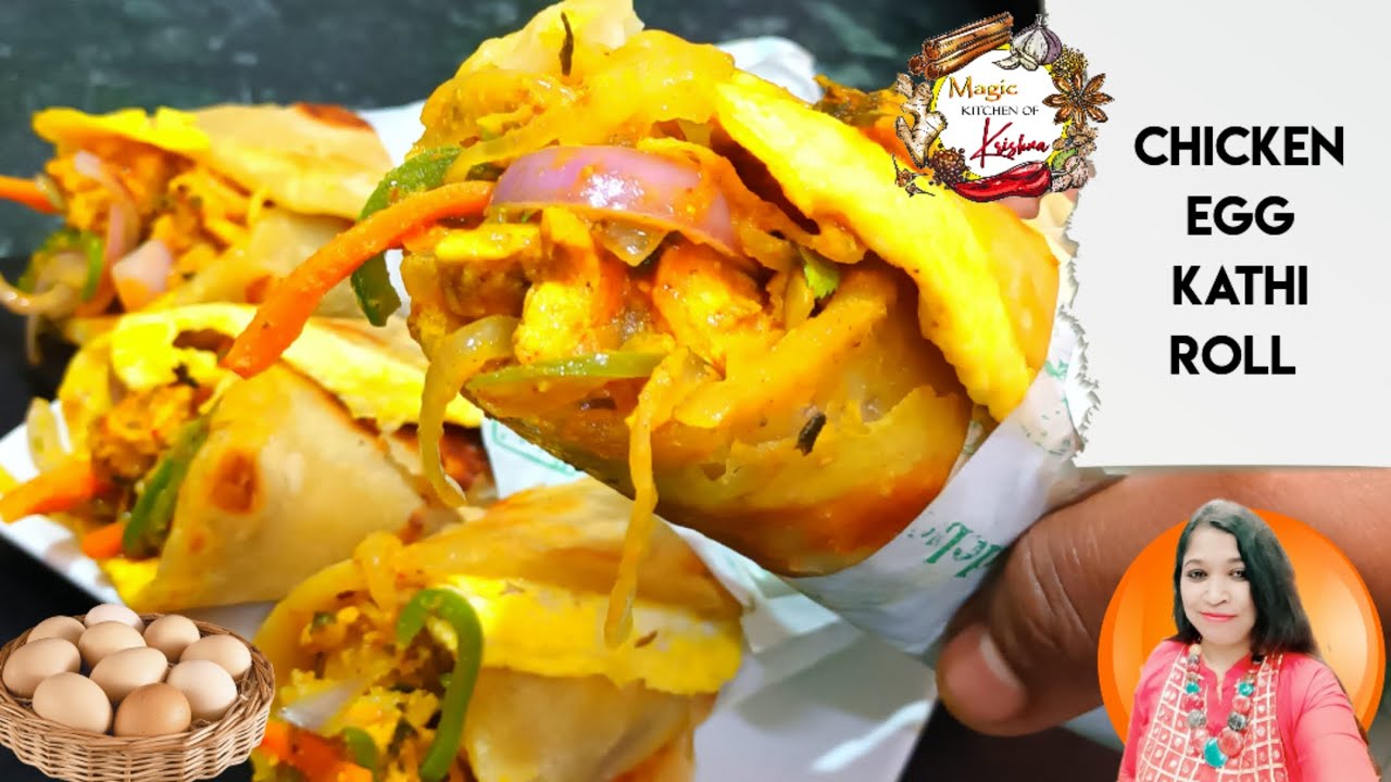 Chicken egg Kathi roll / how to cook Kolkata chicken egg Kathi roll by ...