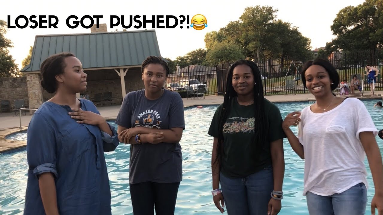Loser got pushed into the pool lol - YouTube