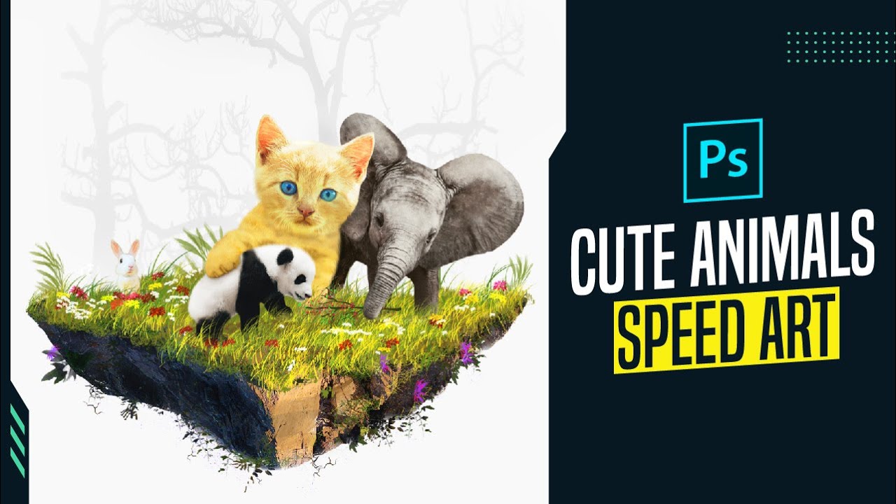 CUTE ANIMALS - Photoshop Tutorial | Speed Art | photoshop manipulation ...