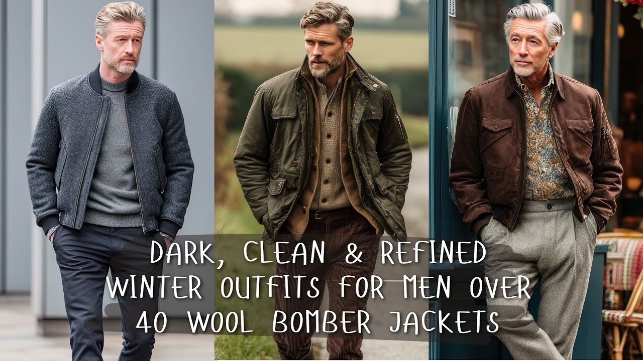 Dark, Clean & Refined Winter Outfits for Men Over 40 Wool Bomber ...