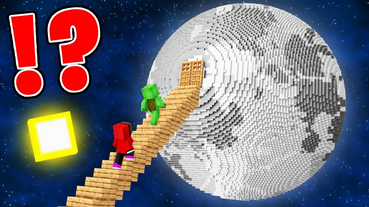 JJ and Mikey Build THE LONGEST STAIRS to THE MOON in Minecraft Maizen ...