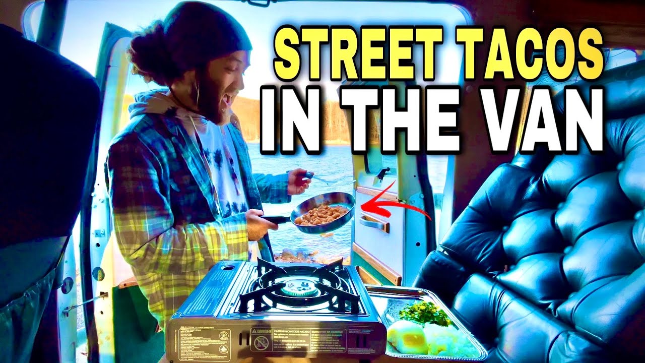 Cooking Tacos in the Van by a Lake | Van Camping - YouTube