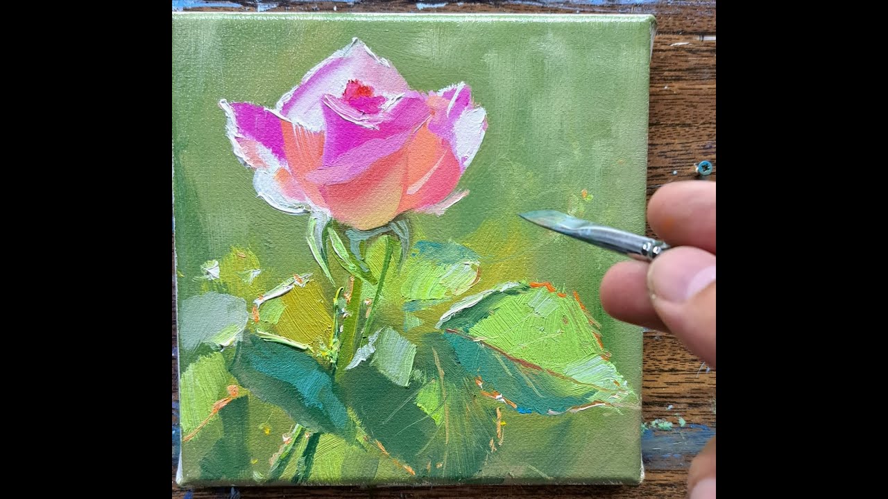 Rose 10х10 oil painting Vugar Mamedov - YouTube