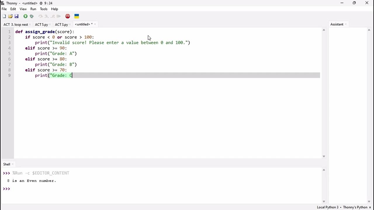 assign_grade(score) - YouTube