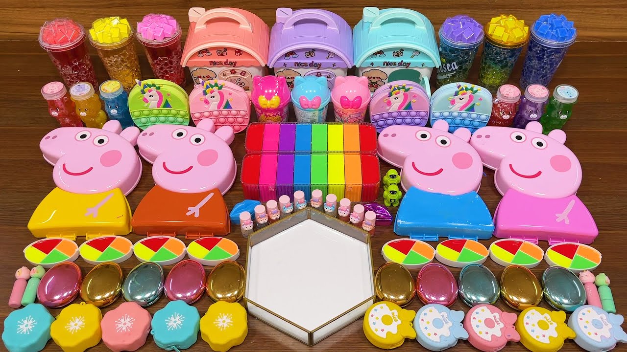 PEPPA PIG !!! Mixing random into GLOSSY slime !!! Satisfying Slime ...