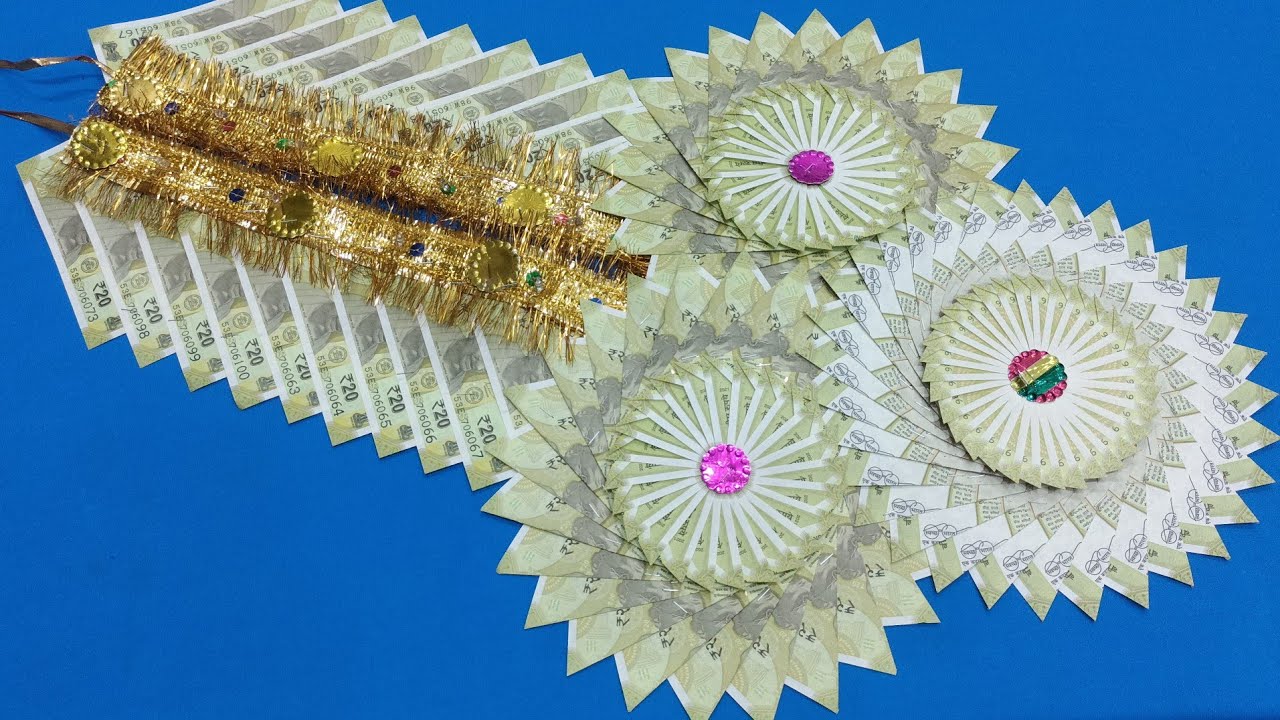 Total money in this design 1000 rupees || note mala design 💵 - YouTube