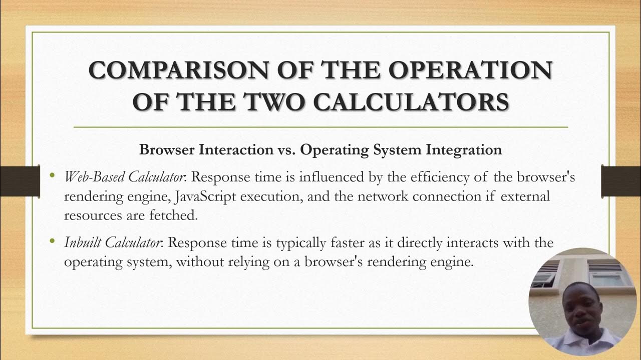 COMPARISON BETWEEN THE RESPONSE TIME OF THE WEB BASED CALCULATOR AND ...