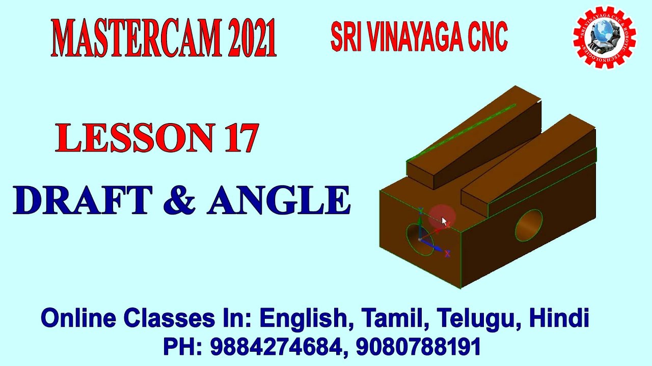 Mastercam Tutorial for Beginners – DRAFT & ANGLE MODEL - Lesson17 - YouTube