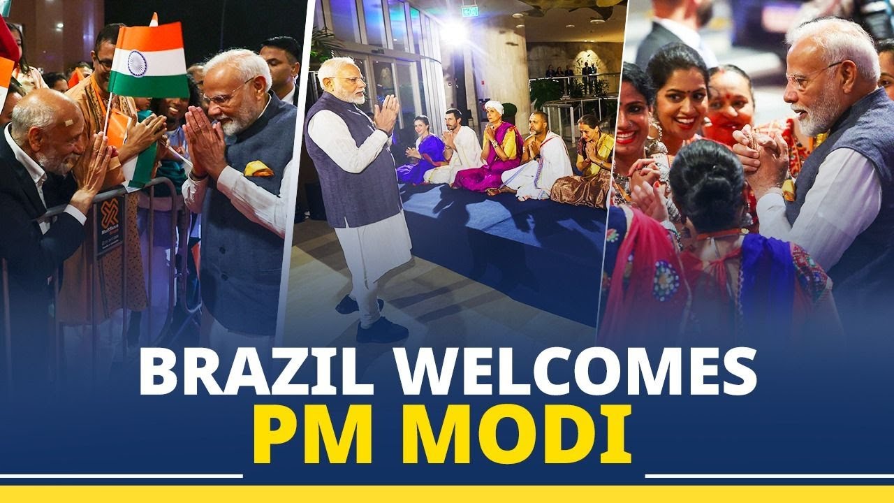 PM Modi’s splendid welcome in Brazil’s Rio de Janeiro - YouTube