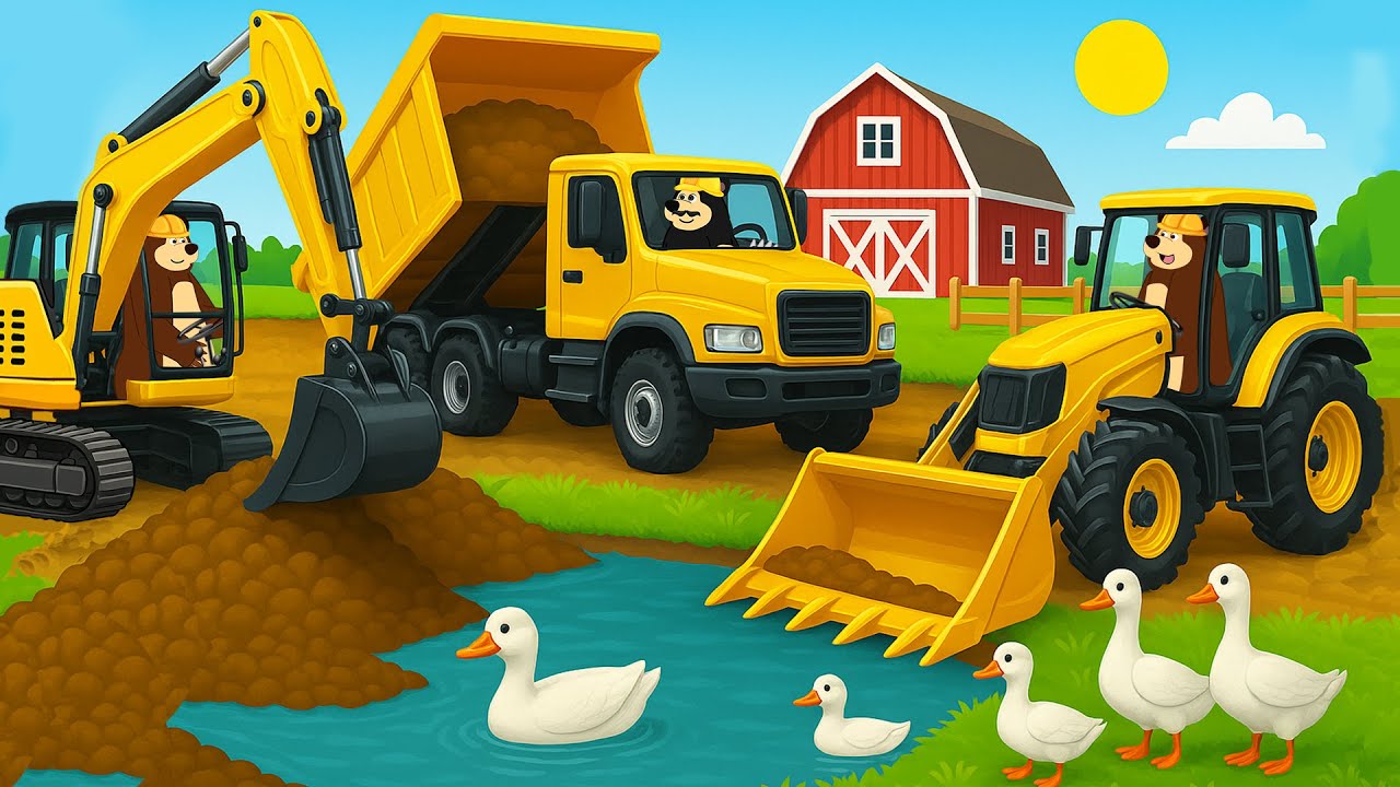 Duck Farm With Tractor 🚜🦆 | Build the Pond & Feed the Ducklings ...
