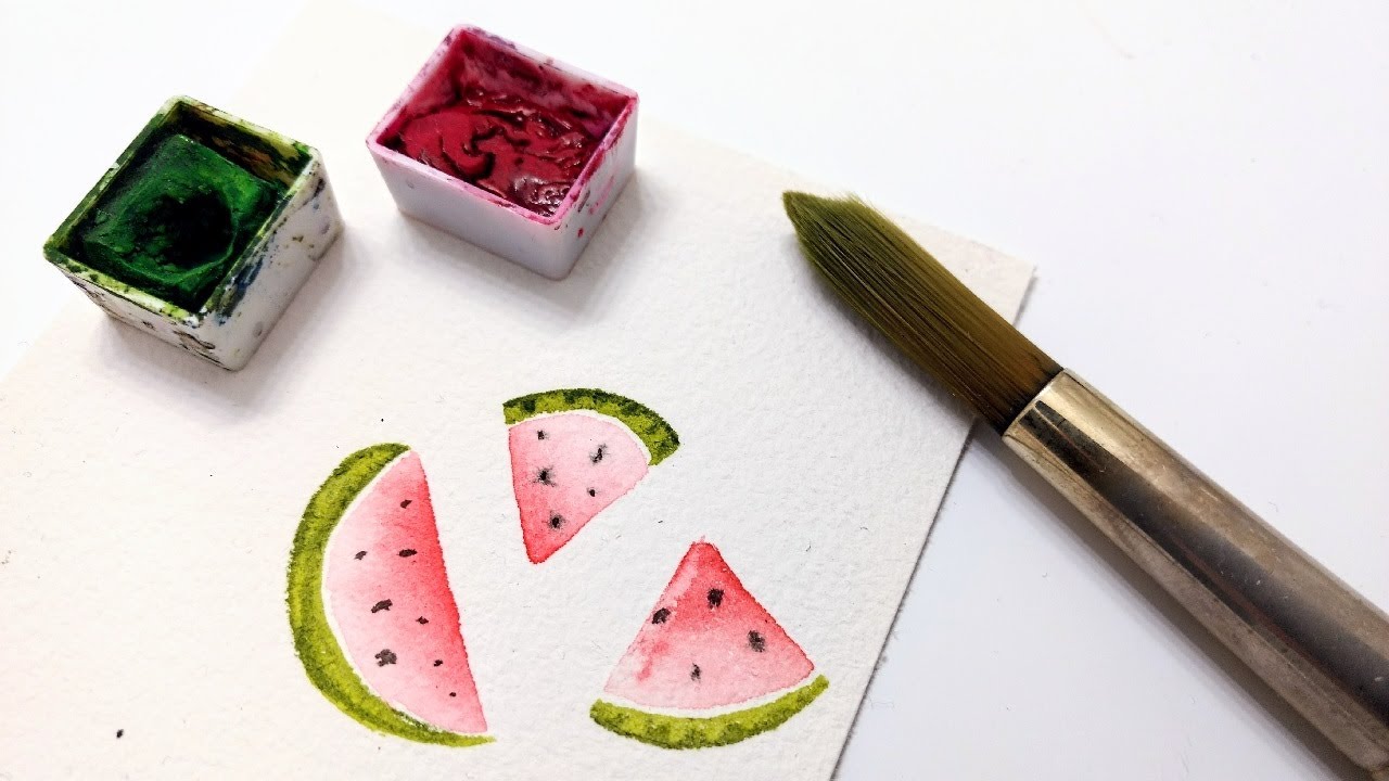 EASY watercolor watermelon clip art painting » How to paint simple ...