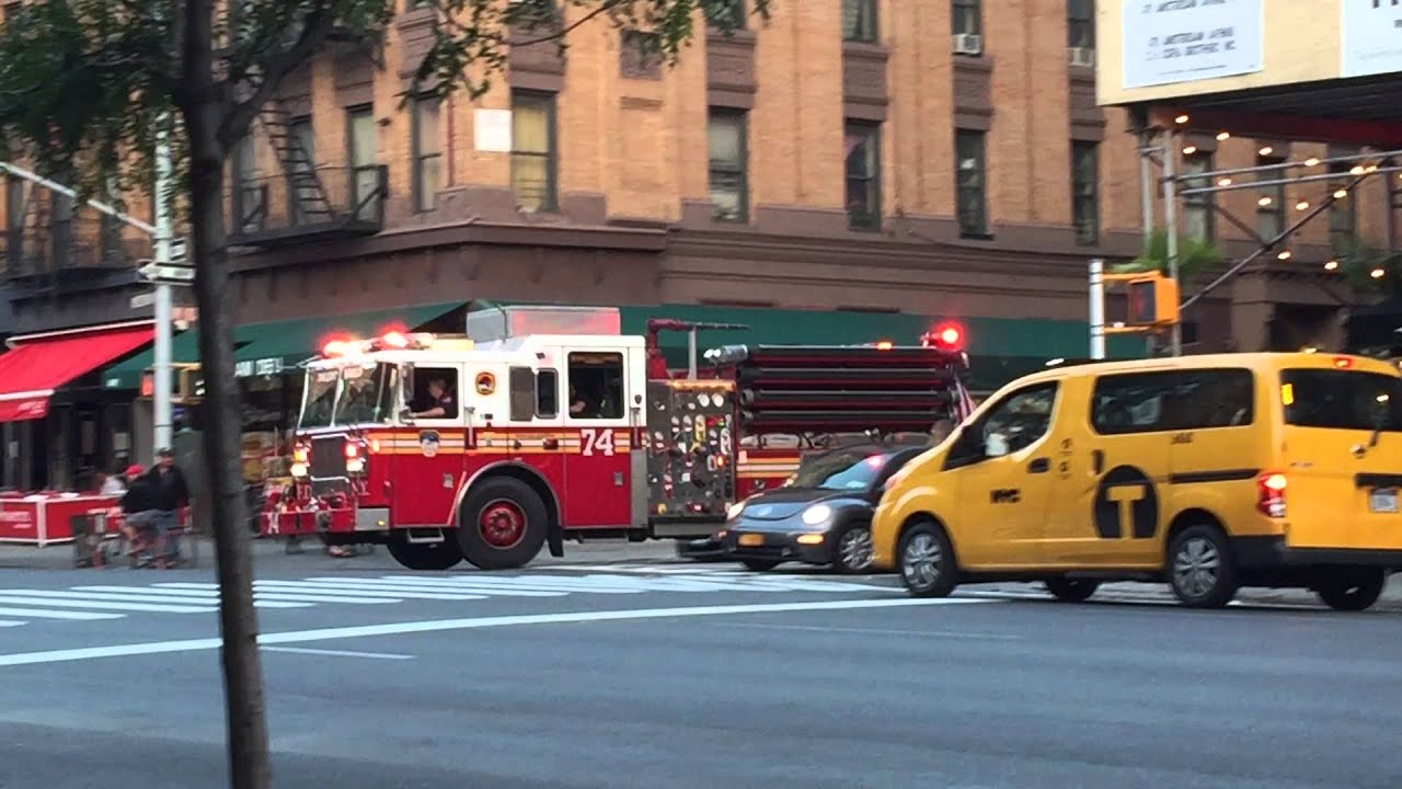 FDNY ENGINE 74 RESPONDING ON WEST 83RD STREET ON THE WEST SIDE AREA OF ...
