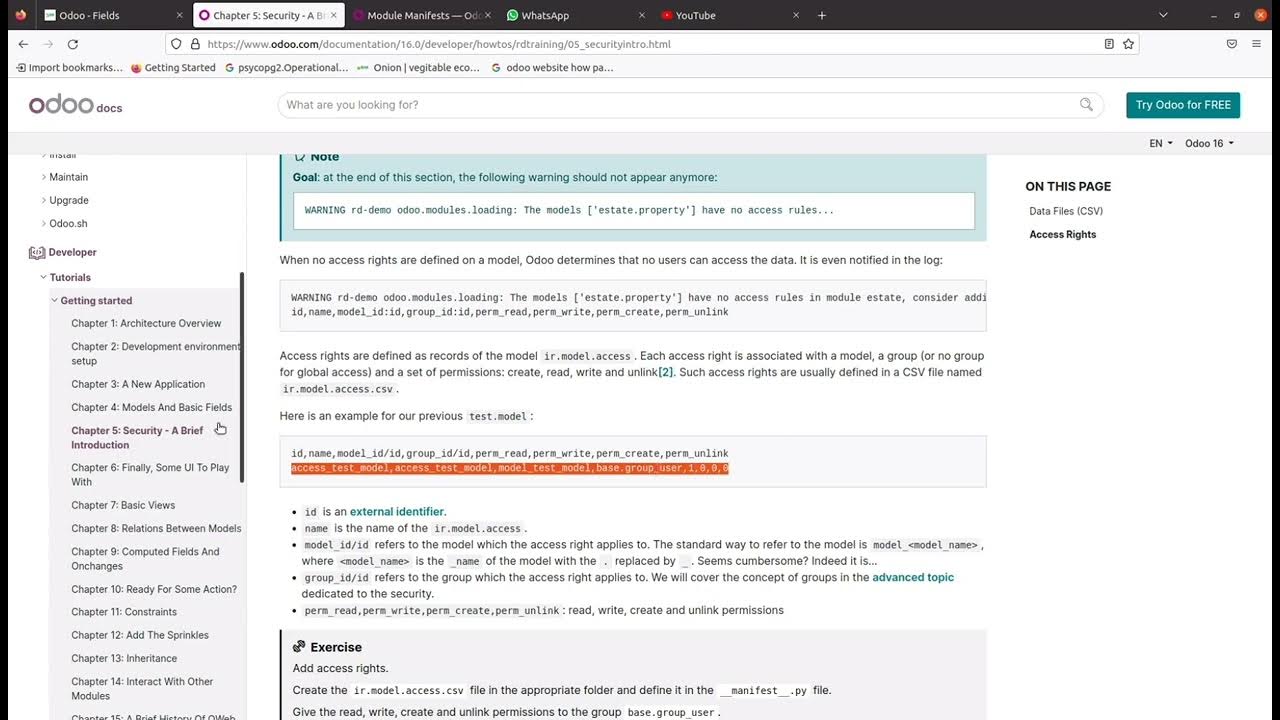 security file in odoo || access right in odoo using CSV file #odoo #odoodevelopment #daywithsam ...
