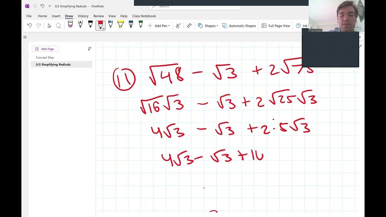 Simplifying Radicals In-Class Worksheet Video - YouTube