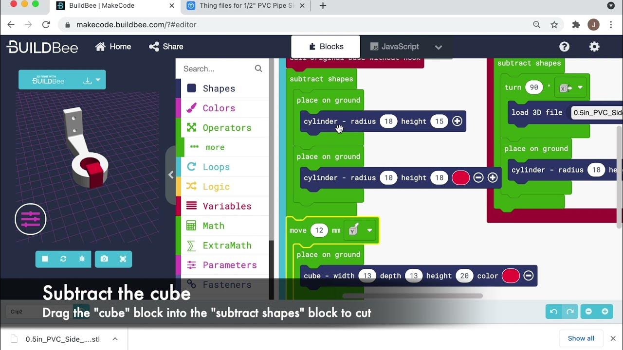 How to edit a 3D model from Thingiverse with code in BuildBee MakeCode - YouTube