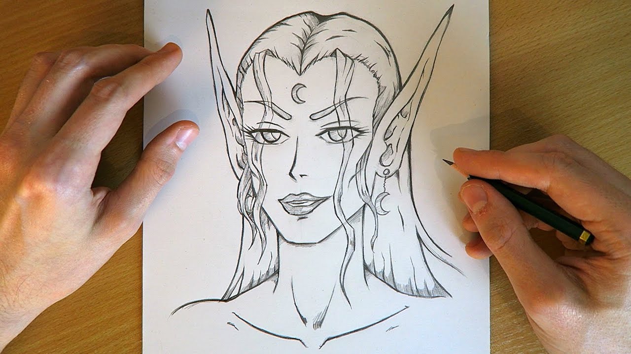 How To Draw a Beautiful Elf Girl | Fantasy Art | Sketch Drawing ...