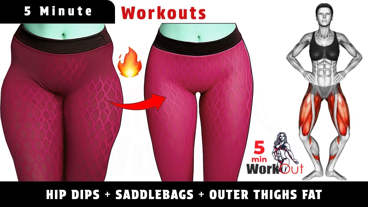 HIP DIPS + SADDLEBAGS + OUTER THIGHS FAT By 5 Minutes Female Workout ...