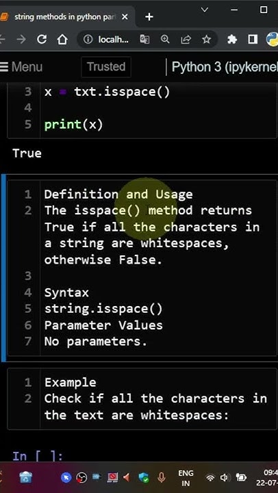 Isspace String Method Python English Python Shorts Youtube 
