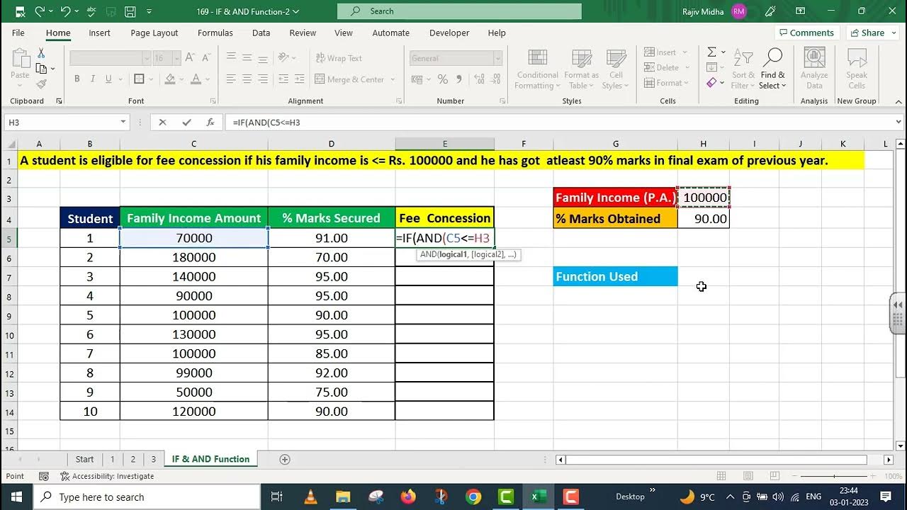 IF and AND Function 2 - YouTube