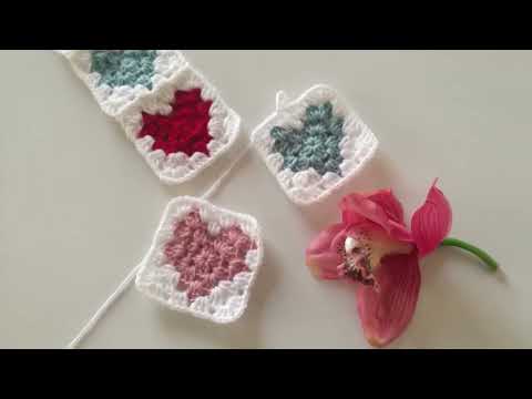 Tığ İşi Kalp Şekilli Motif Yapımı | Battaniye ve Şal İçin Kolay ve Zarif Model 🌸