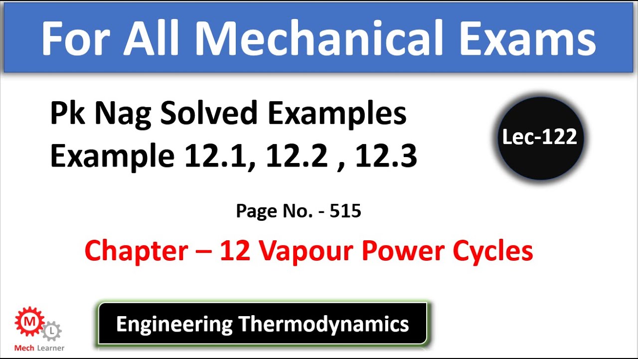 Pk Nag Solved Example Ex-12.1 to Ex-12.2 vapour power cycle ...