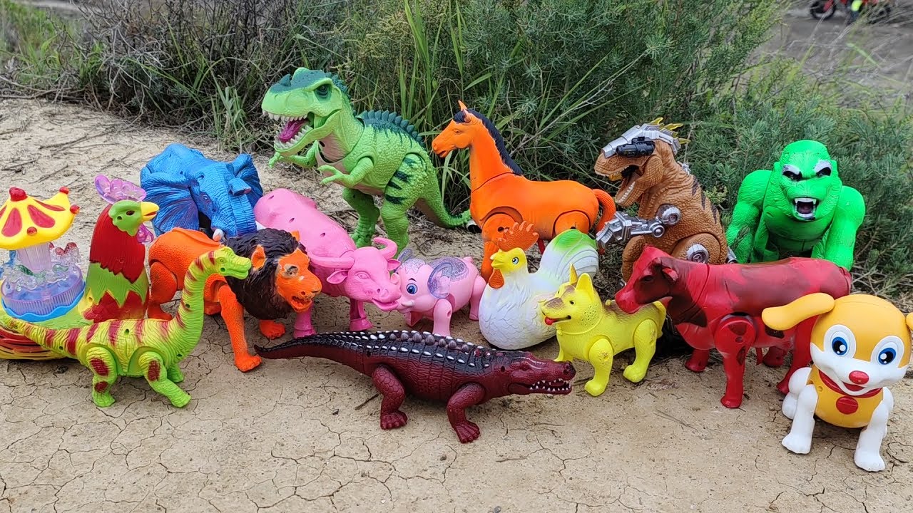 รีวิวไดโนเสาร์ จระเข้ ไก่ สิงโต วัว ควาย ช้าง ม้าเดินบนพื้นดิน dinosaur ...