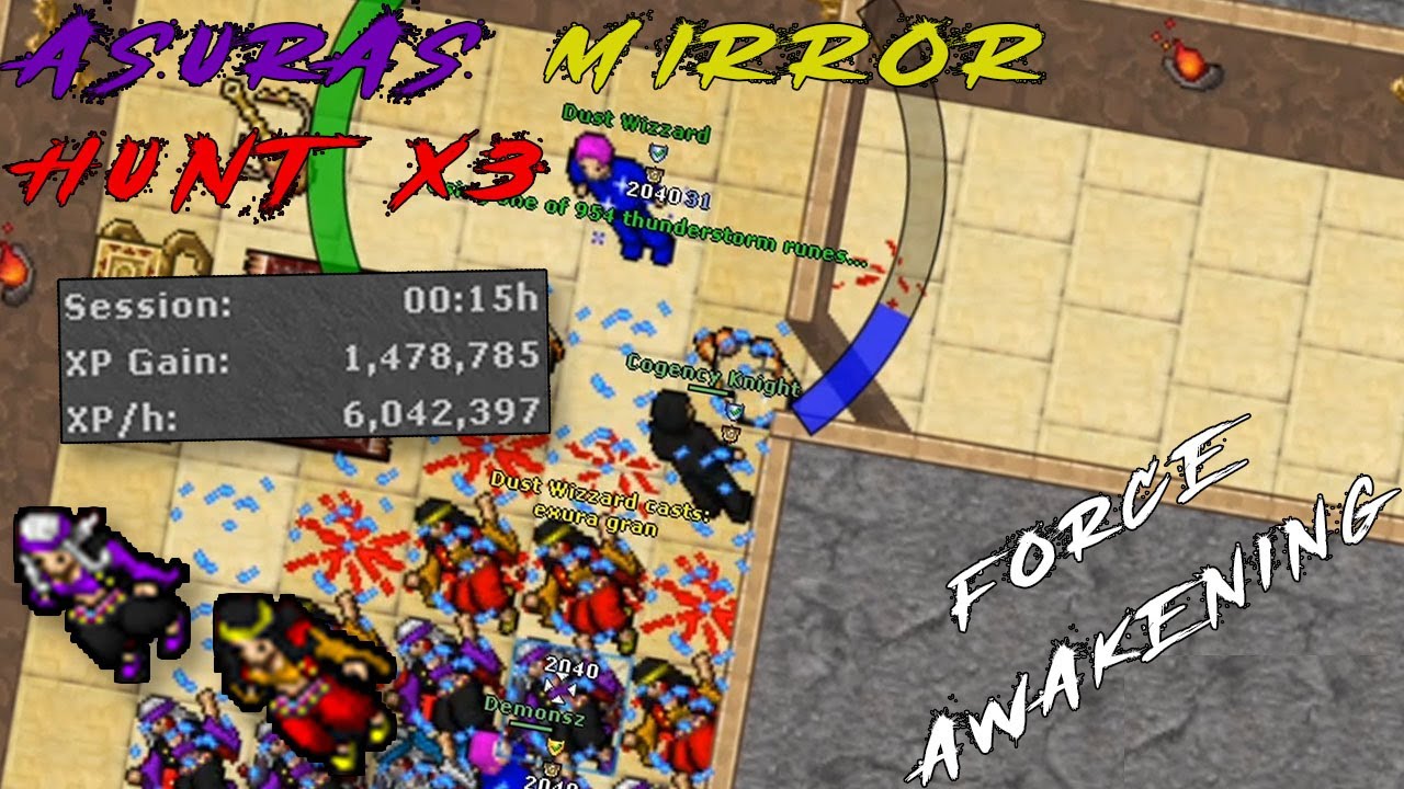 Tibia | Hunt: Asura Mirror x3 | 6KK EXP/H | MS 450+ - YouTube