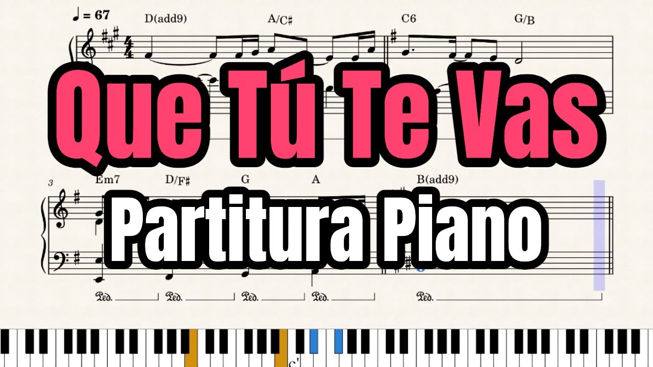 Que Tú Te Vas (Luis Miguel) - Partitura para Piano Solo - YouTube