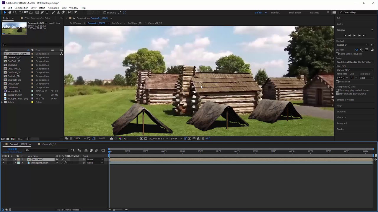 Exporting 360VR to After Effects's 3D Environment, with Cinema 4D - YouTube