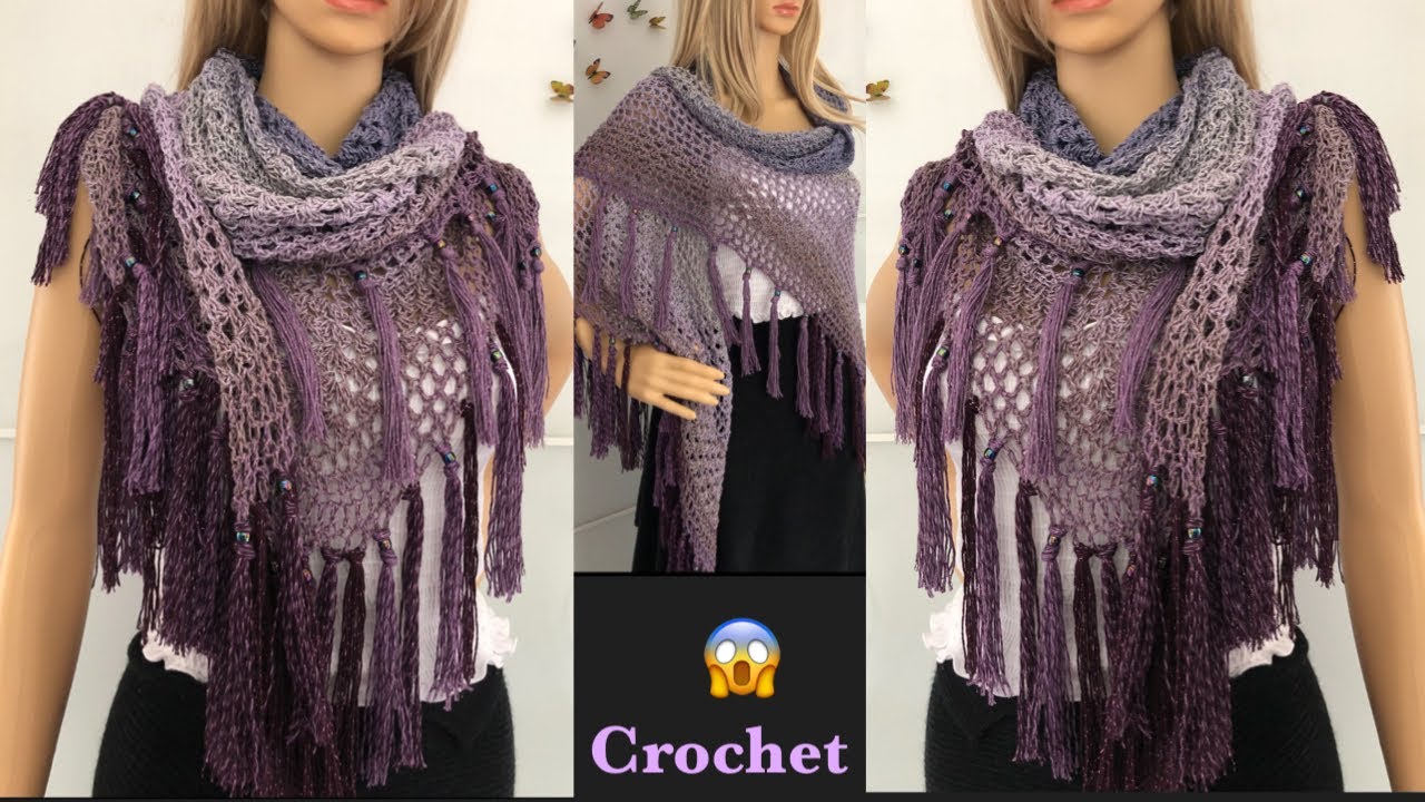 Bufanda / Shawl Triangular (Bien Bonita y Fácil de Hacer) *Paso a Paso ...