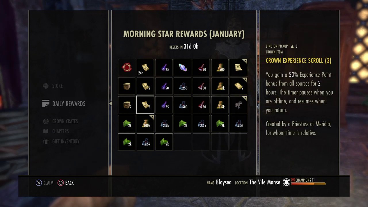 ESO January 2019 Daily Rewards! - YouTube